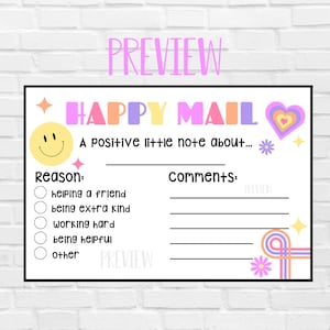 Retro Happy Mail Positive Note From the Teacher Teacher Feedback ...