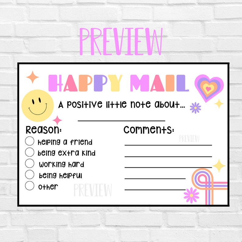 Retro Happy Mail Positive Note From the Teacher Teacher Feedback ...