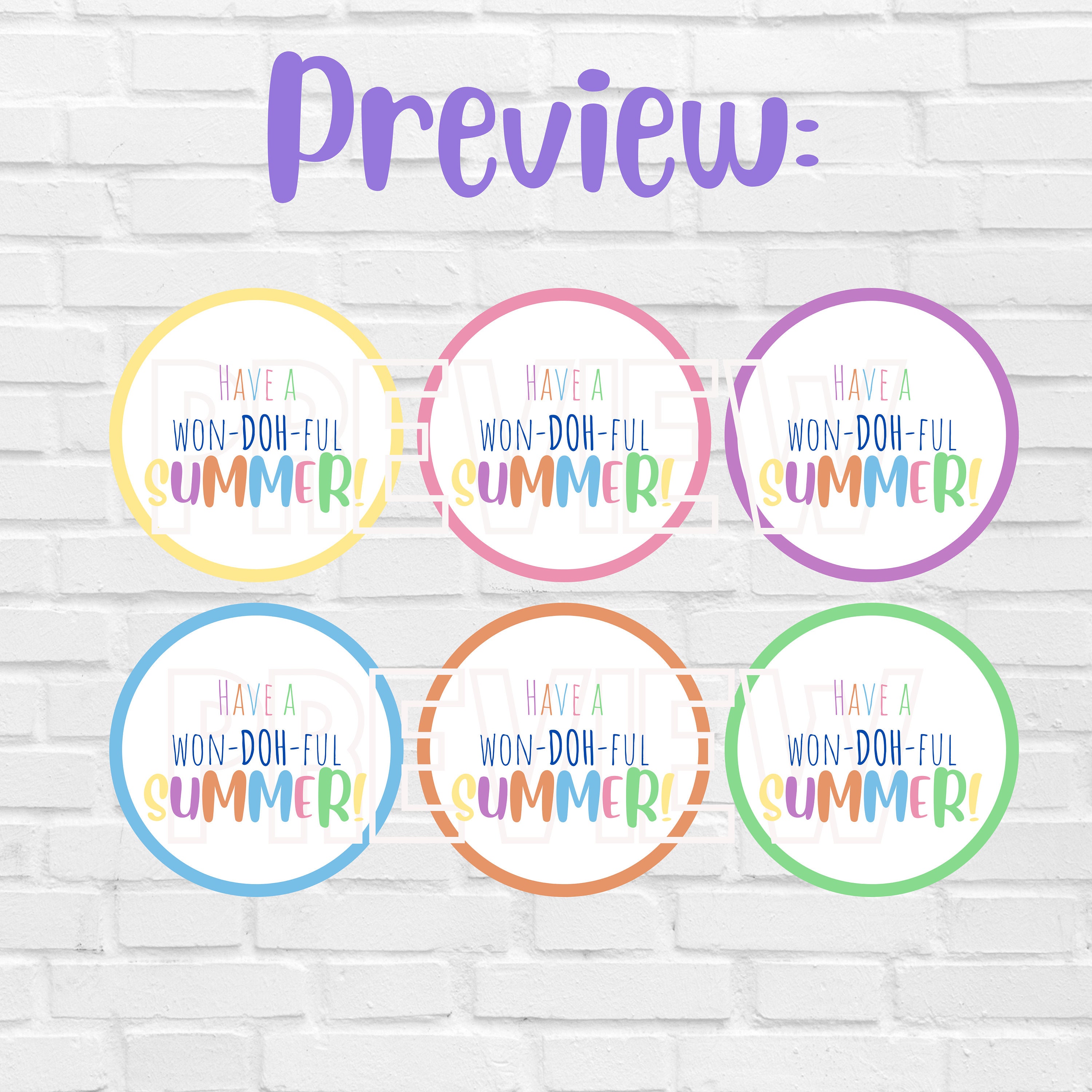 Last Day of School Play-doh Gift Tags Teacher Gift Student Gift Summer ...