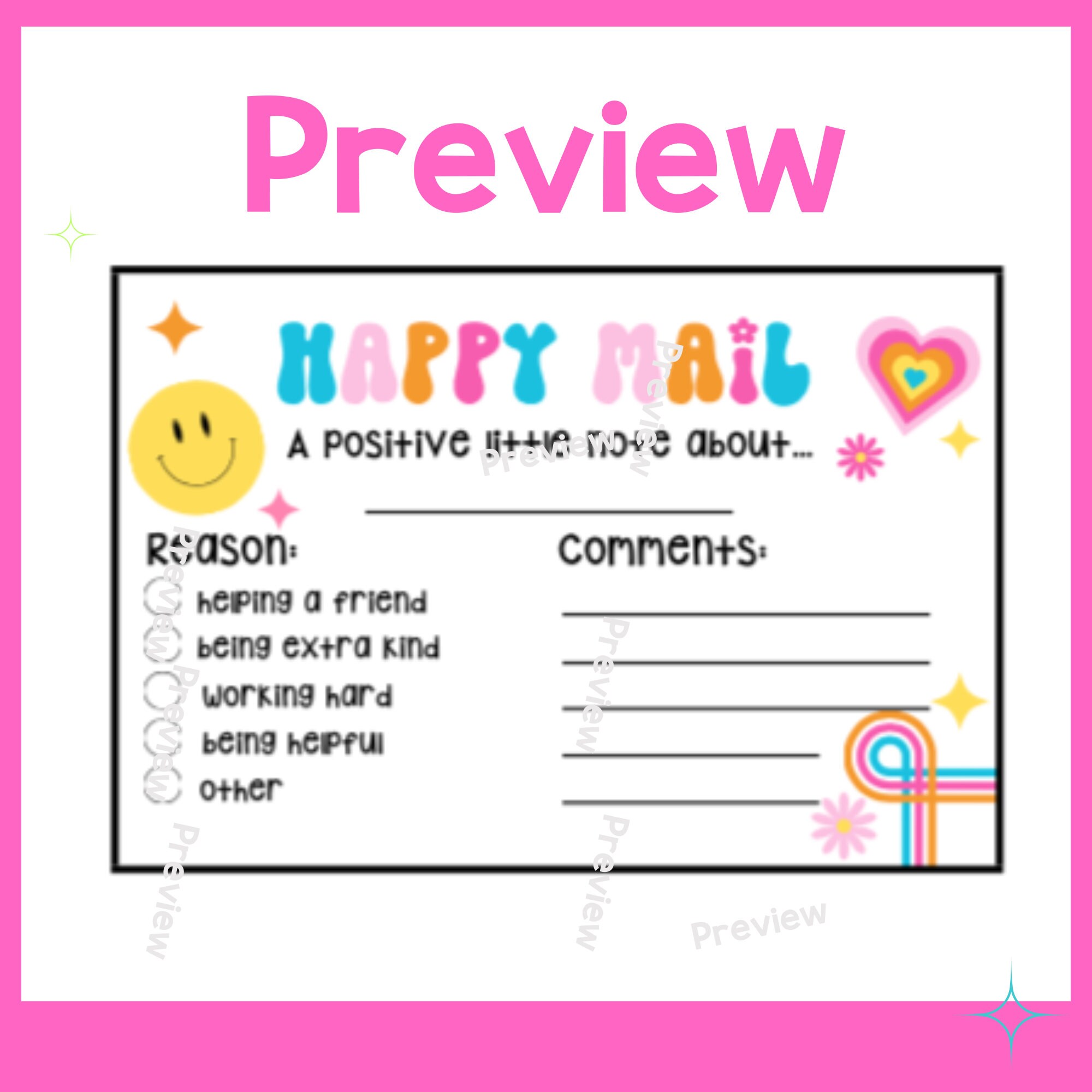 Bright Happy Mail Positive Note From the Teacher Teacher - Etsy UK