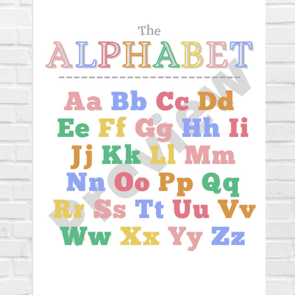 Alphabet Learning Posters Playroom Signs Montessori Classroom Digital ...