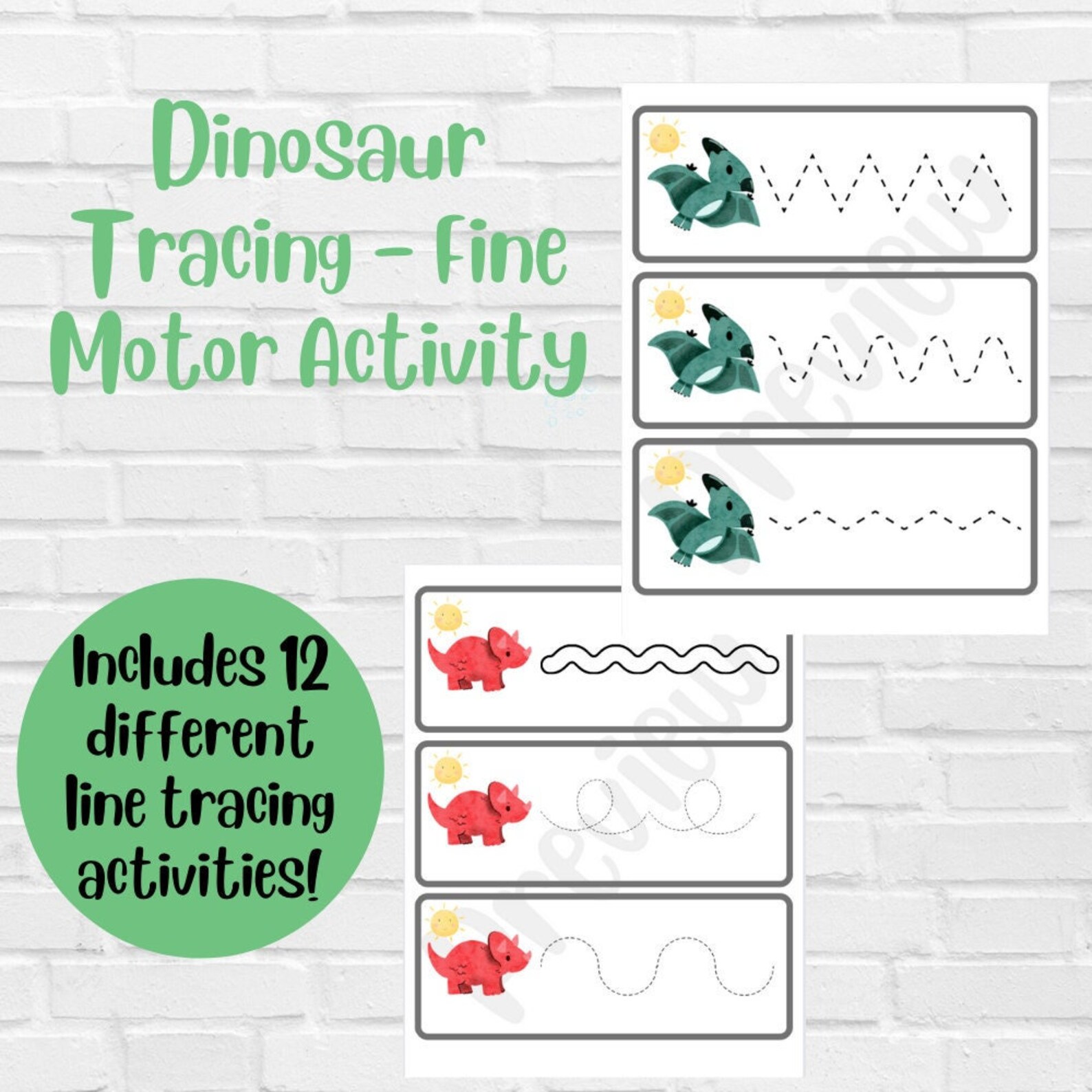 Dinosaur Tracing Fine Motor Kindergarten Preschool Line Tracing Pre ...
