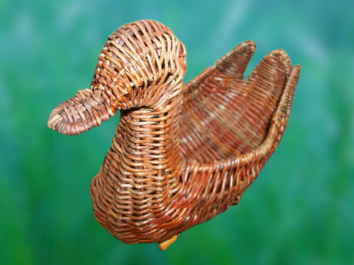Wicker Duck Basket Brown Rattan Planter Asian Home Decor - Etsy