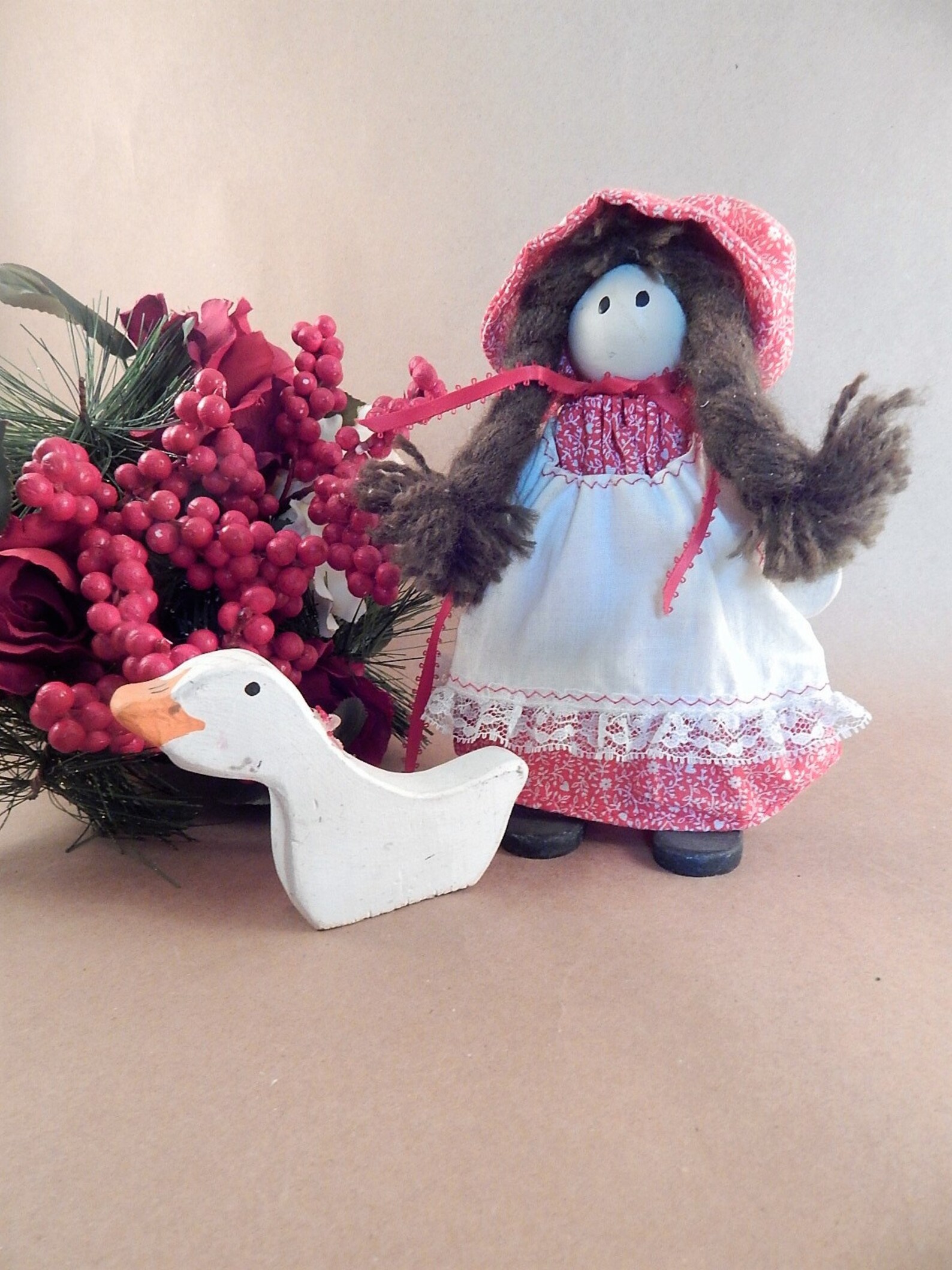Prairie Girl and Duck Figurine Hand Crafted Wooden Doll - Etsy