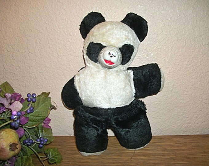 Panda Stuffed Animal Bear Vintage 1950s Black and White Plush 11 Toy ...