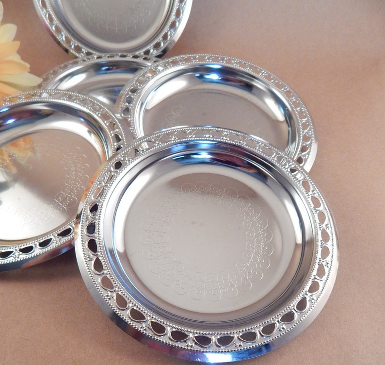 Coasters Ornate Silver Plated Trays Set of Five Vintage 1980s - Etsy