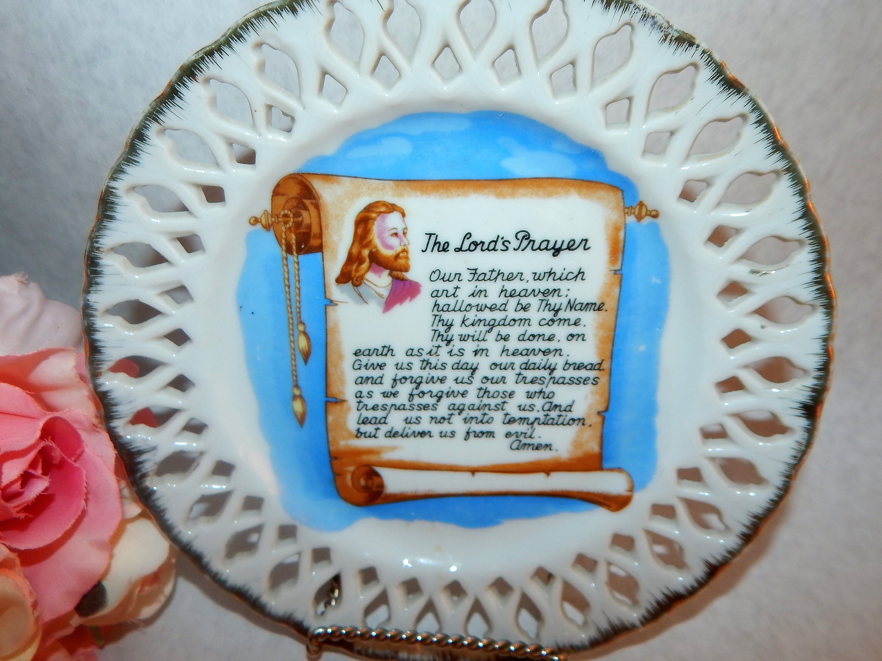 The Lords Prayer Plate Vintage 1960s Porcelain Wall Hanging | Etsy