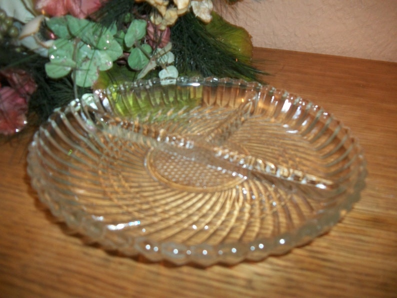 Divided Relish Dish Vintage Pressed Glass Tableware Three - Etsy