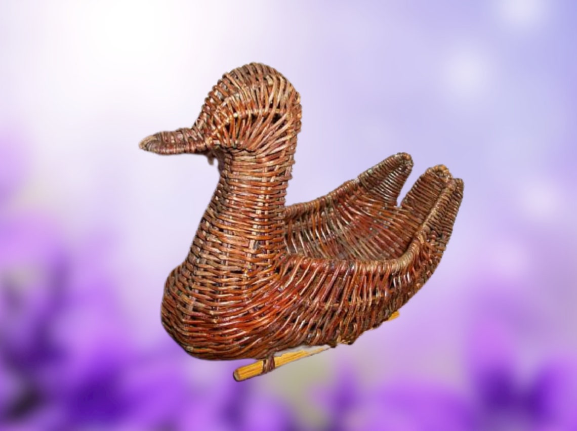 Wicker Duck Basket Brown Rattan Planter Asian Home Decor - Etsy