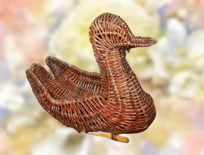 Wicker Duck Basket Brown Rattan Planter Asian Home Decor - Etsy