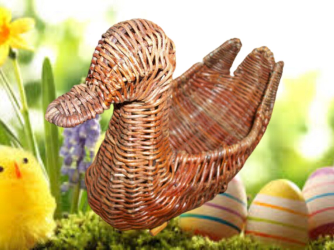 Wicker Duck Basket Brown Rattan Planter Asian Home Decor - Etsy