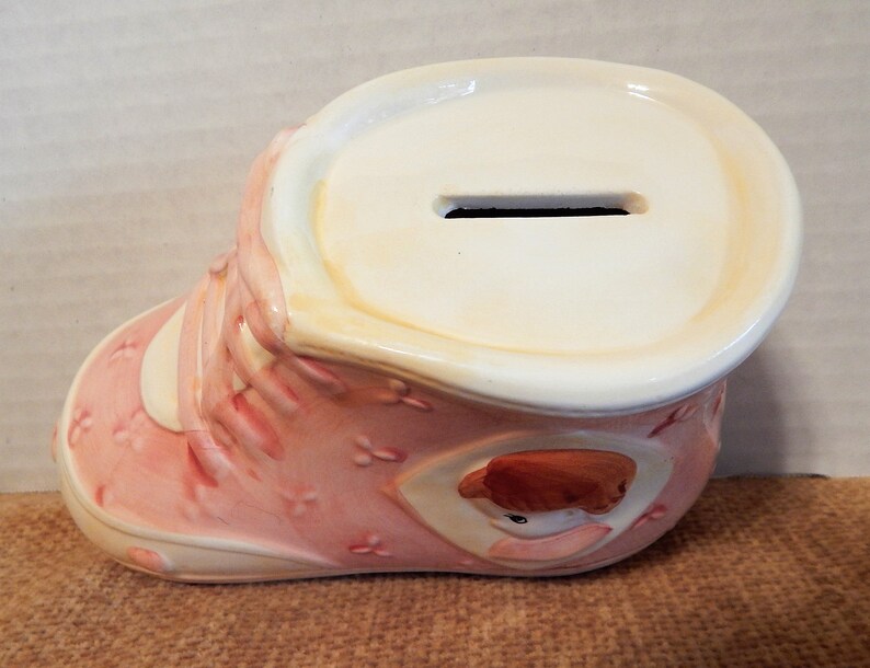 Childrens Coin Bank Precious Moments Girls Pink Shoe Money Box | Etsy