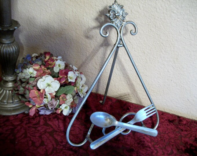 Cookbook Easel Silver Metal Book Stand Plate Rack Menu Display Counter ...
