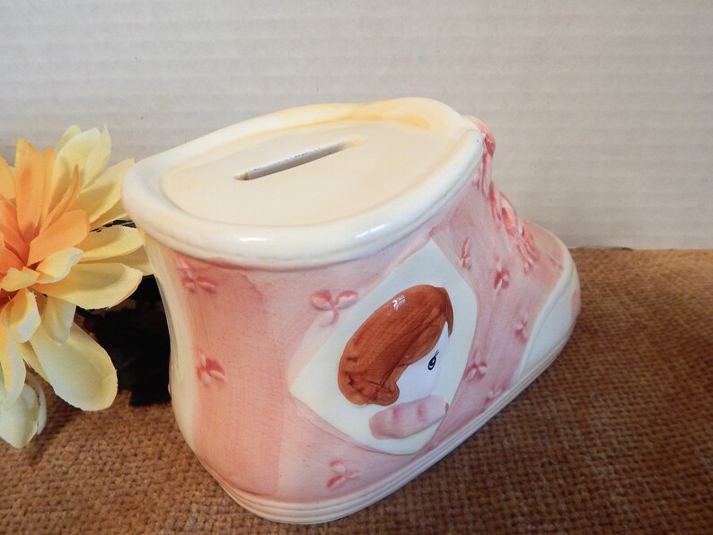 Childrens Coin Bank Precious Moments Girls Pink Shoe Money Box | Etsy