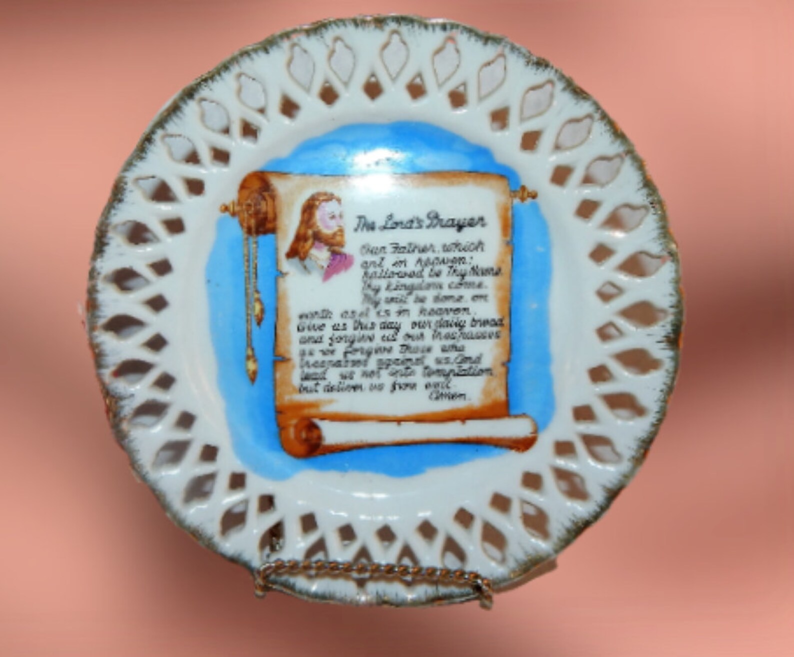 The Lords Prayer Plate Vintage 1960s Porcelain Wall Hanging | Etsy