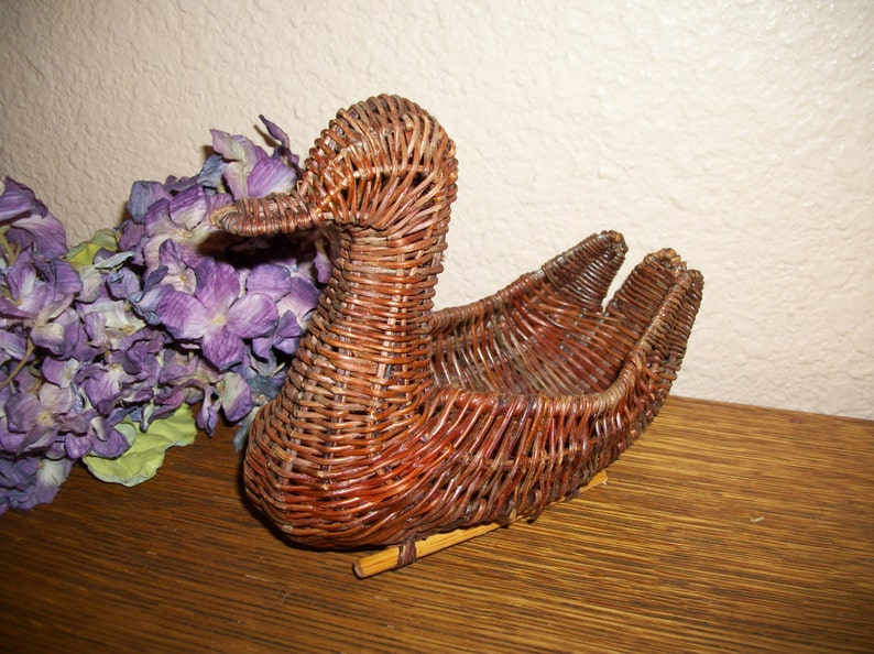 Wicker Duck Basket Brown Rattan Planter Trinket Storage | Etsy