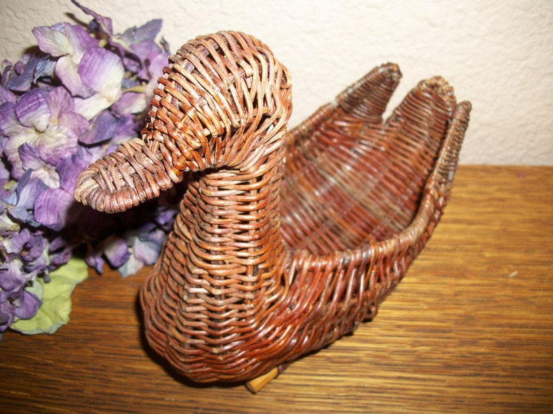 Wicker Duck Basket Brown Rattan Planter Trinket Storage | Etsy