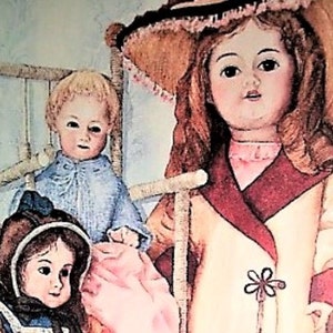 Artist Pat Young Framed Art Print Antique Dolls and Teddy Bear - Etsy