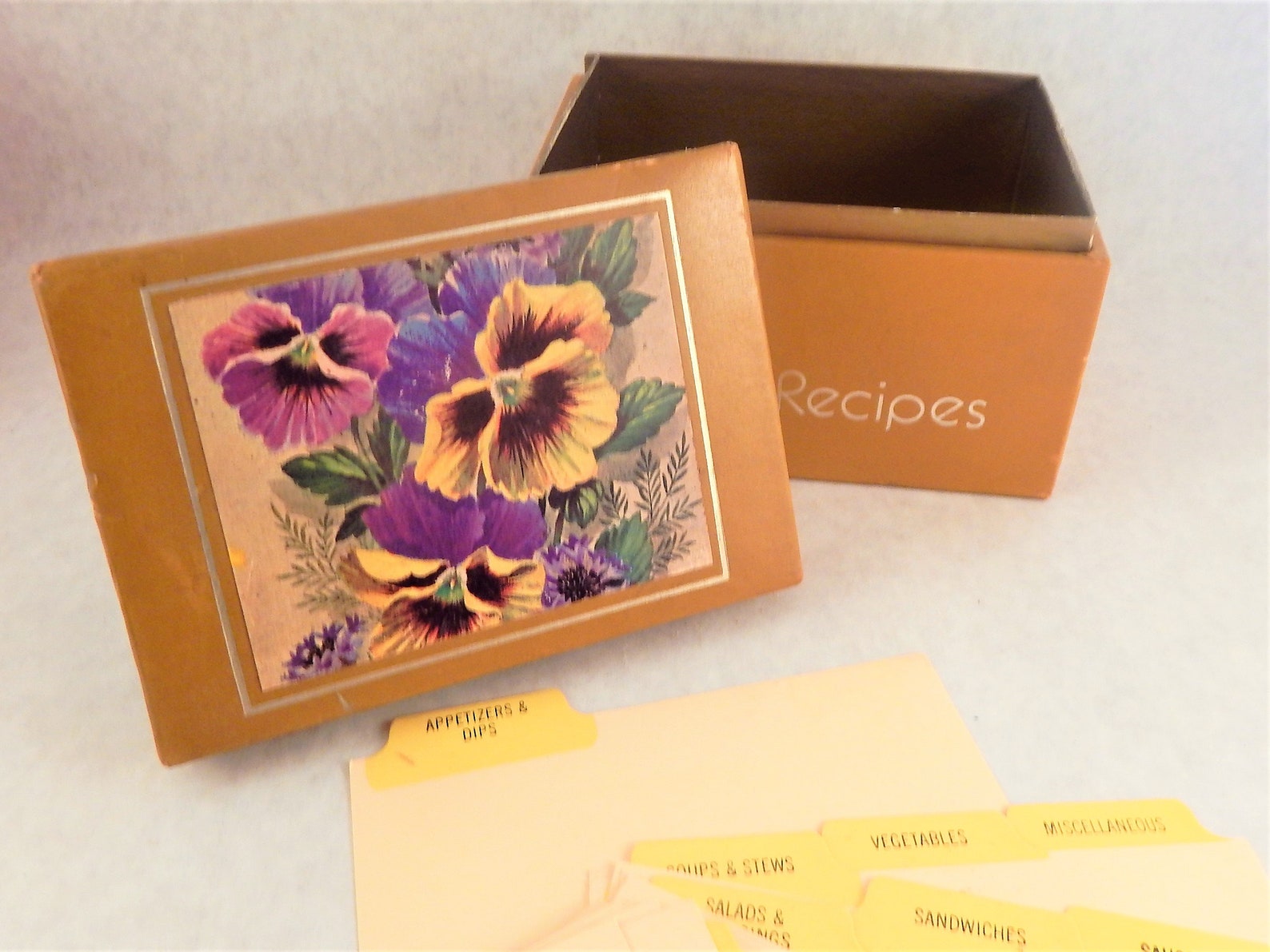 Recipe Card Box Purple Pansies Floral Pansy Flowers Cover - Etsy