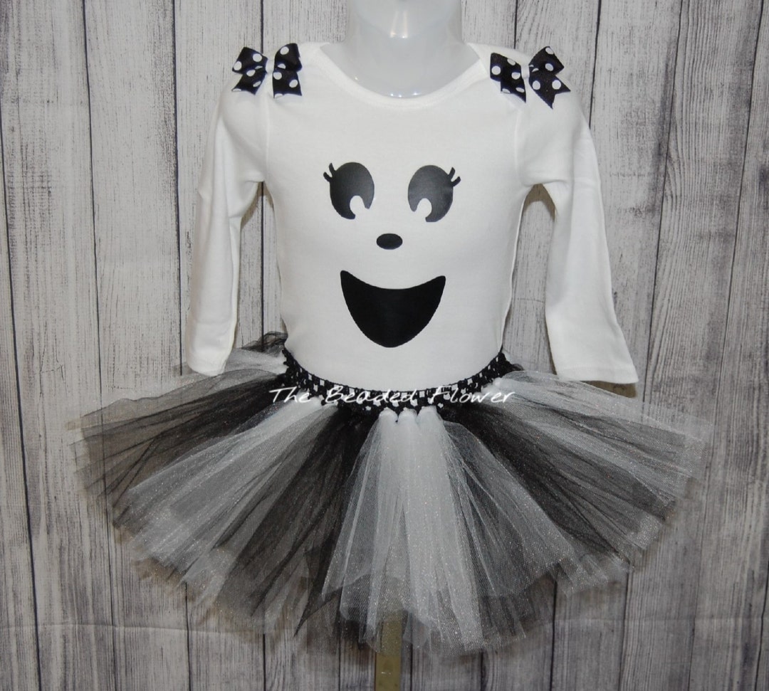 Cute Ghost Halloween Tutu Skirt and Shirt Long Sleeve Bodysuit Newborn ...