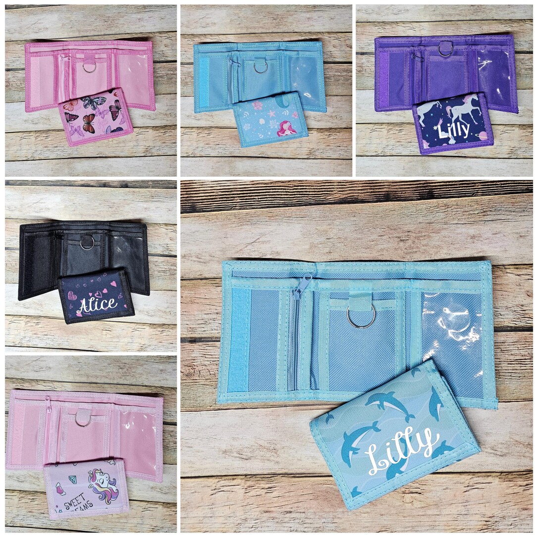 Kids Wallet Personalized Girl Gift Pink Princess Unicorn Heart ...