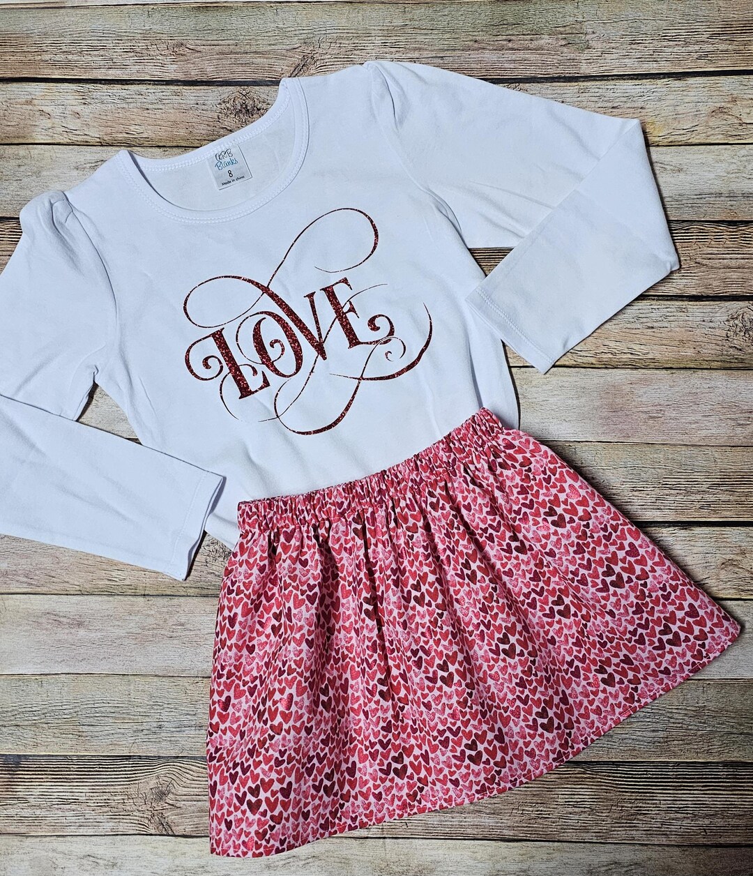 Girls Valentine Outfit Love Shirt Fabric Skirt Valentines Day - Etsy
