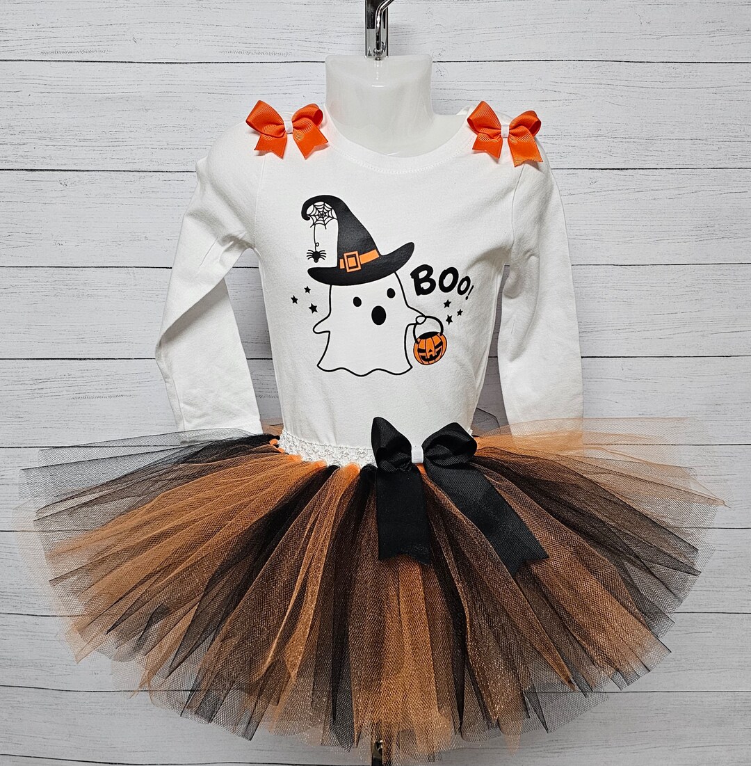 Cute Ghost Halloween Tutu Skirt and Shirt Long Sleeve Bodysuit Newborn ...