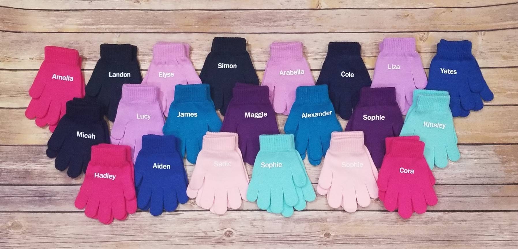 Child Gloves Bulk Order Monogram Gloves Black Multi Color Christmas ...
