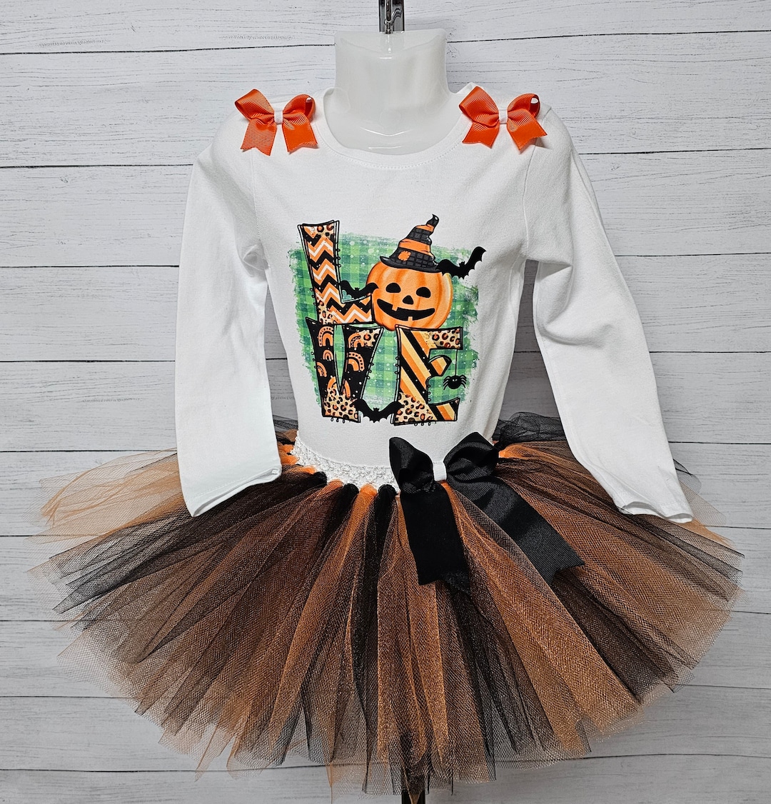 Cute Halloween Pumpkin Costume Tutu Outfit Pumpkin Tutu Set Love Pumkin ...
