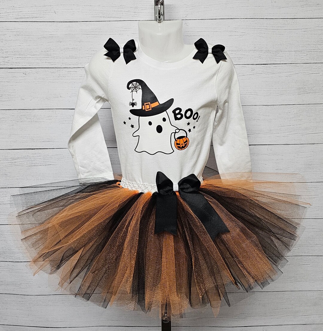 Cute Ghost Halloween Tutu Skirt and Shirt Long Sleeve Bodysuit Newborn ...