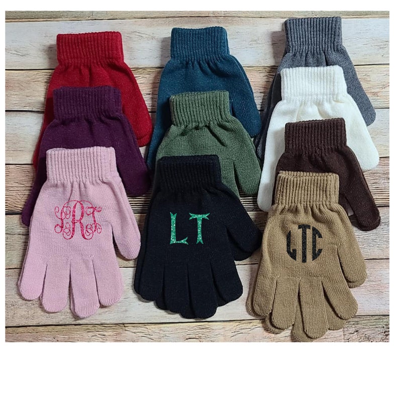 Adult Womens Monogram Gloves Assorted Colors Pink Purple Black | Etsy