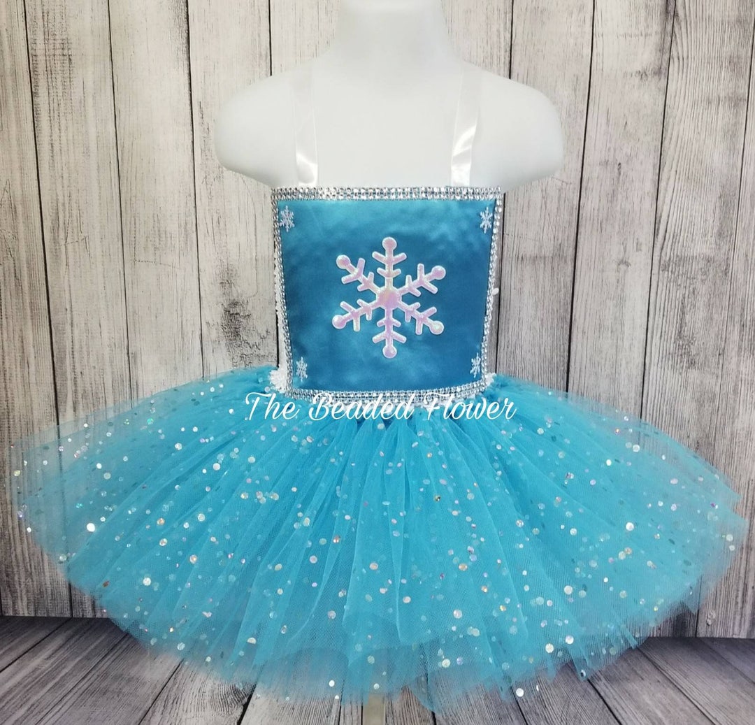 Blue Princess Frozen Inspired Snowflake Tutu Dress Halloween Costume ...
