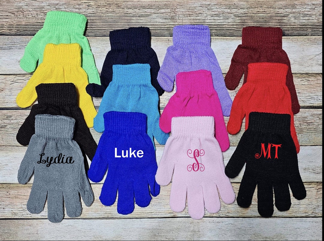 Kids Gloves Monogram Personalized Gloves Winter Gloves Choose Color ...