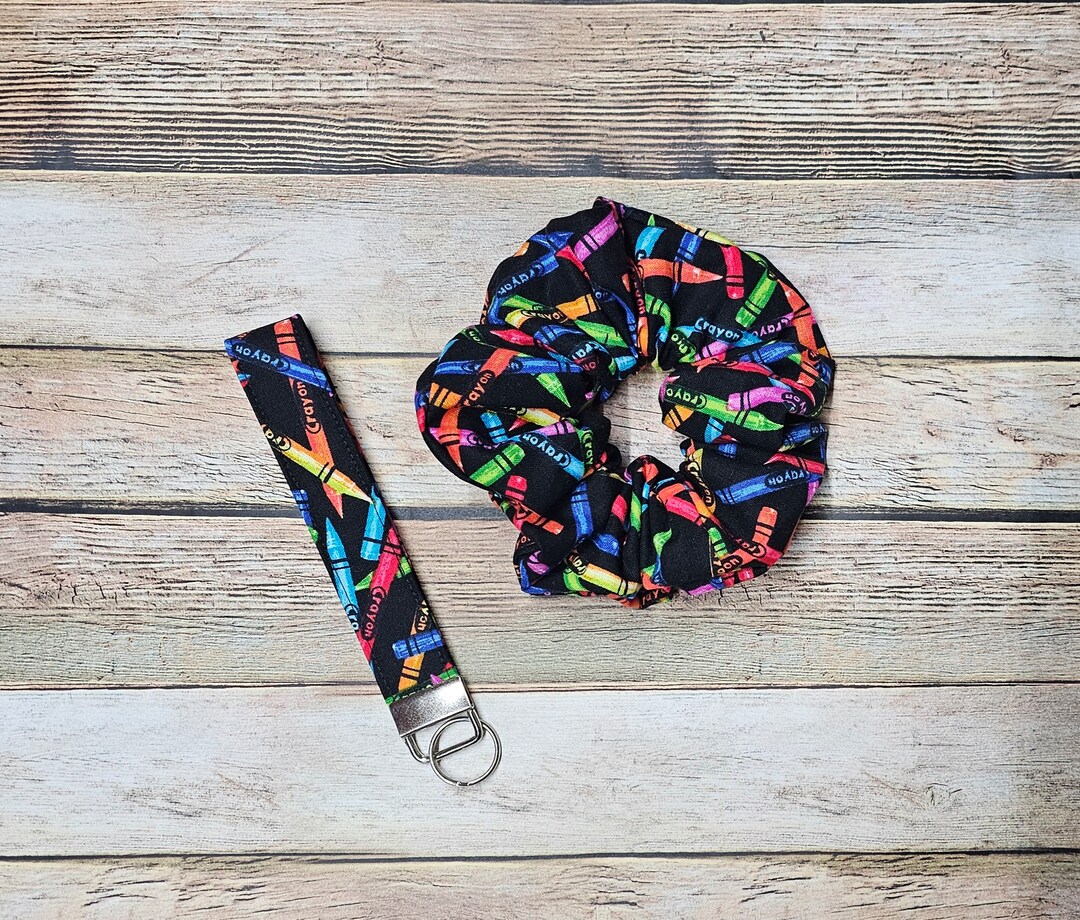 Crayon Hair Scrunchie Crayon Key Fob Wristlet Set Teacher Gifts - Etsy