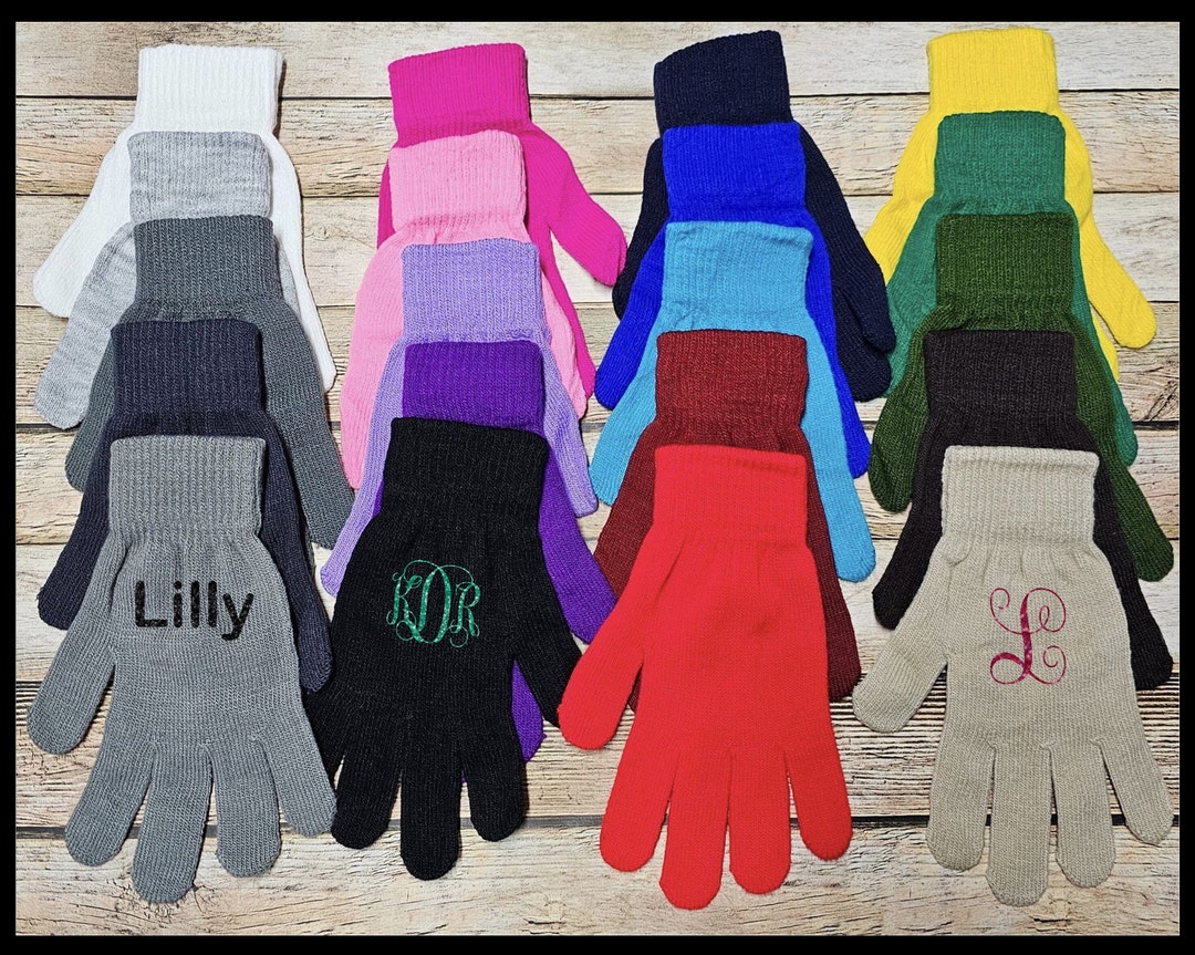 Adult Womens Monogram Gloves Assorted Colors Pink Purple Black Mint ...