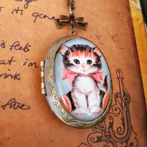 Vintage Style Kitten Cat Cameo Locket - Etsy