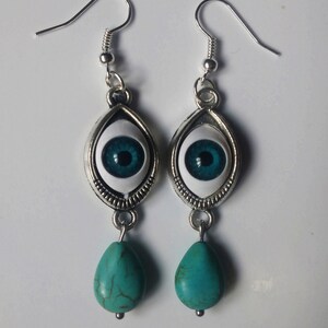 Crying Creepy Evil Eye Earrings With Authentic Turquoise Stone Tear - Etsy