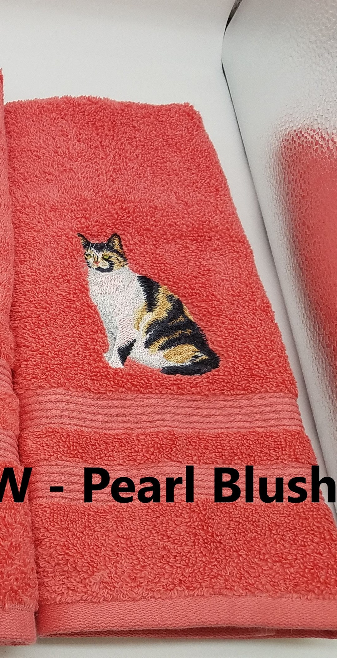 Calico Tabby Cat Embroidered Hand Towel Pick the Color of Towel - Etsy