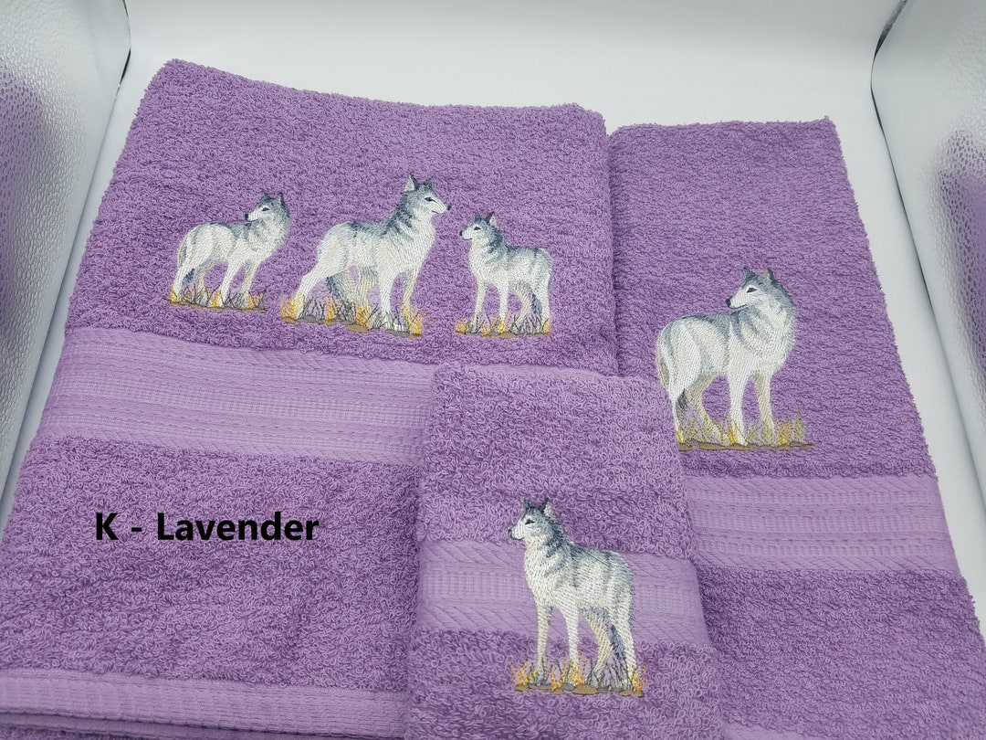 Wolves Embroidered 3 Piece Towel Set Bath Towel or Bath - Etsy
