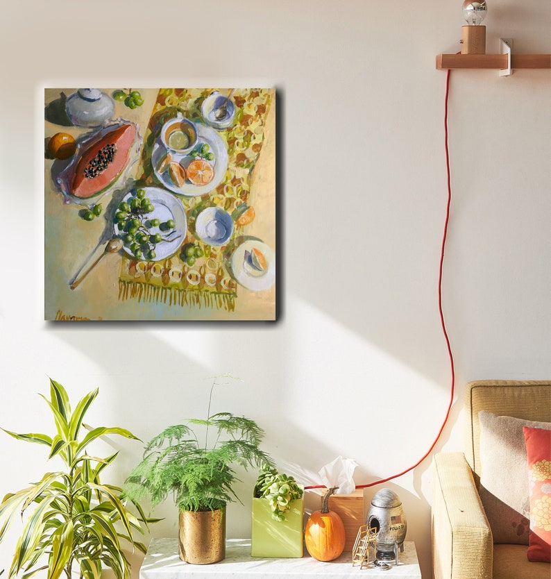 Kitchen Wall Art, Original Oil Painting on Canvas, Still Life,food Art ...