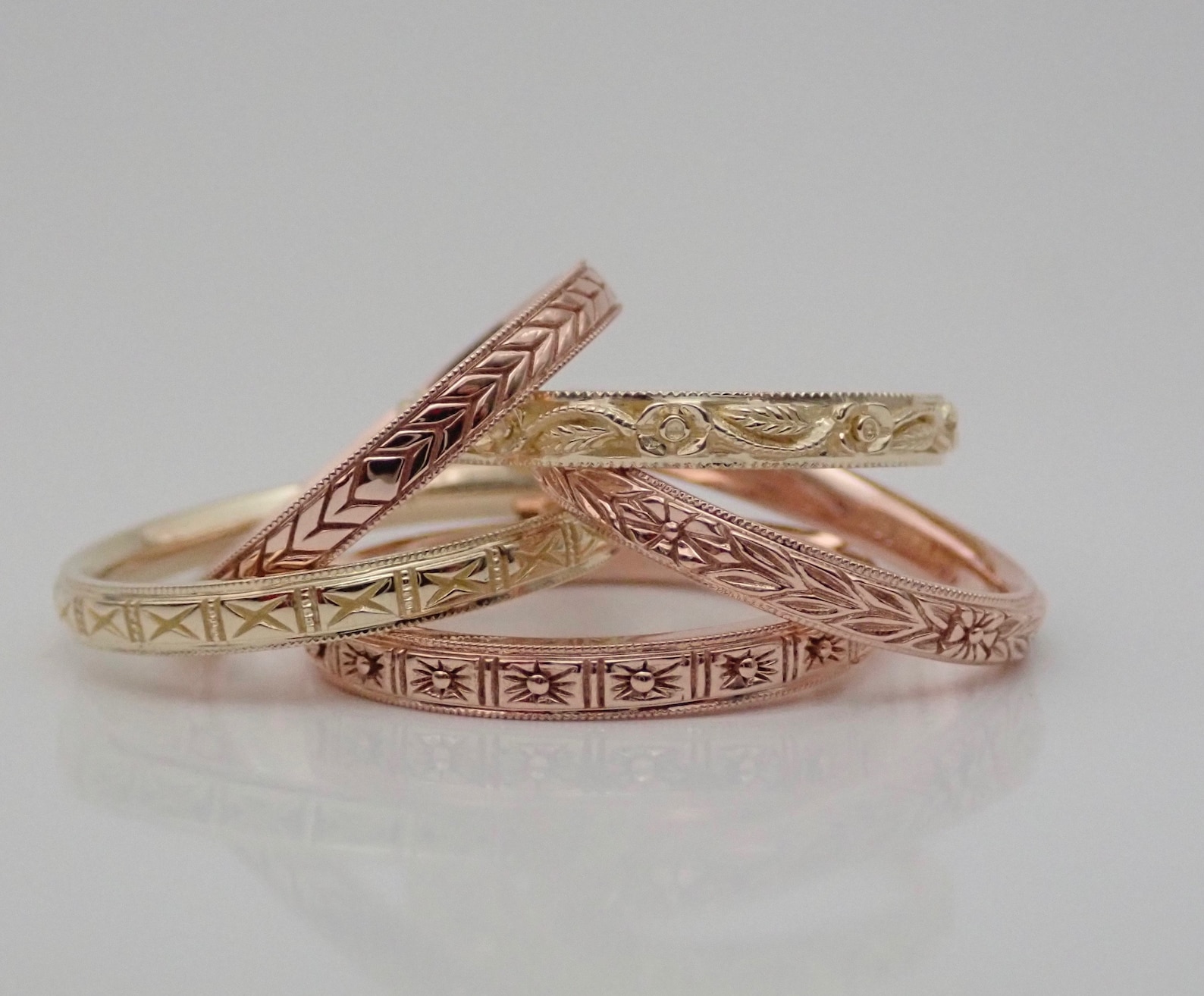 Vintage Carved Flowers Wedding Ring Hand Carved Wedding Band - Etsy