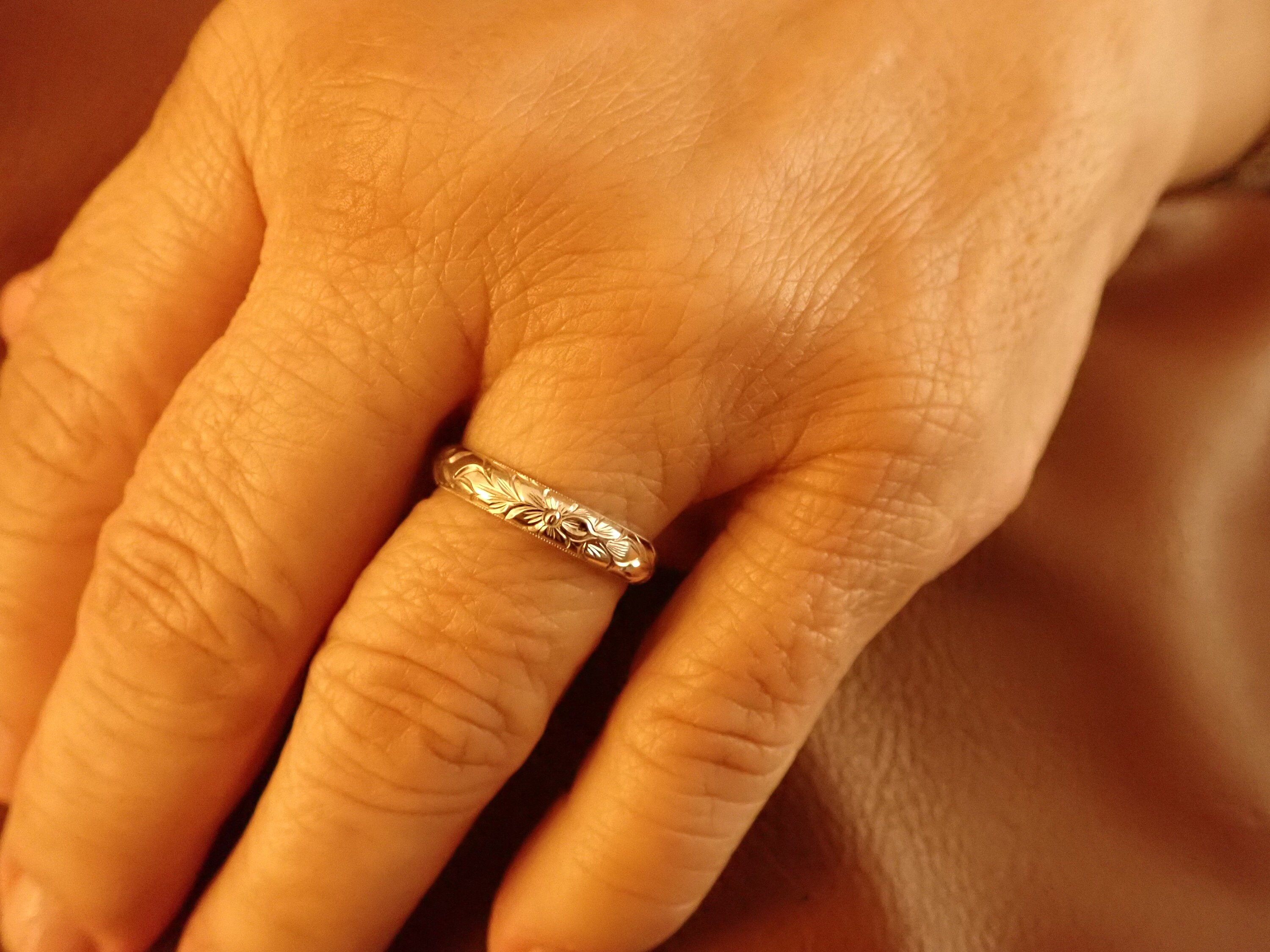 Carved Floral Pattern Wedding Band Rose Gold Vintage / Antique | Etsy