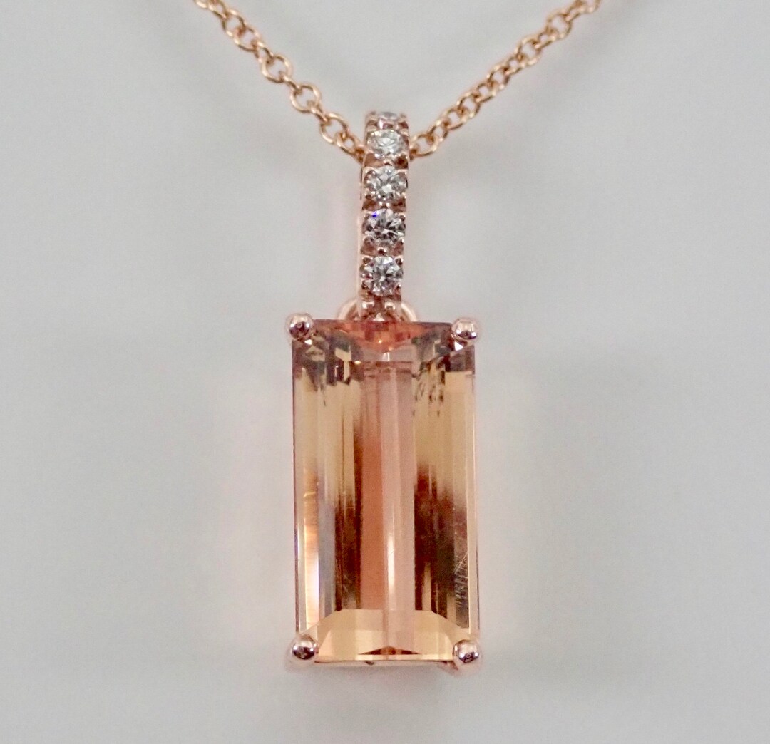 Natural Imperial Topaz Necklace / Pendant 14k Rose Gold Natural Peach ...