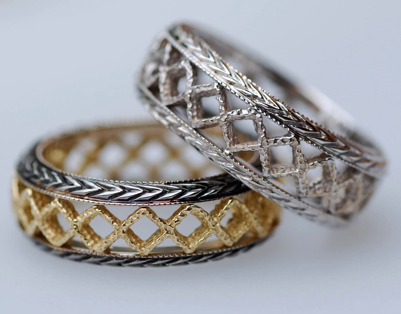 Open Lattice Filigree Wheat Pattern 7 Mm Wide Hand Engraved - Etsy