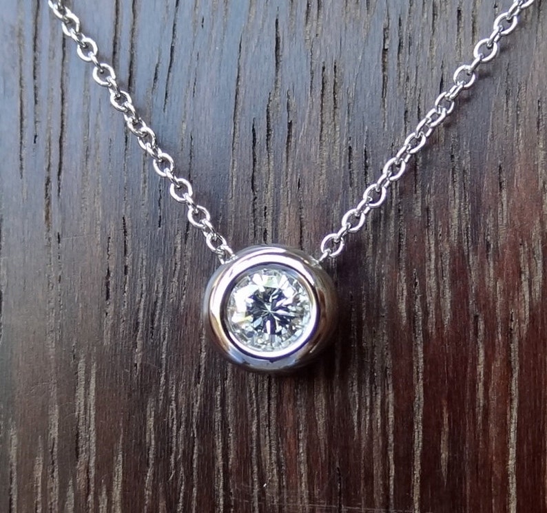 Solitaire Diamond Necklace Single Pendant and Chain Solid 18k - Etsy