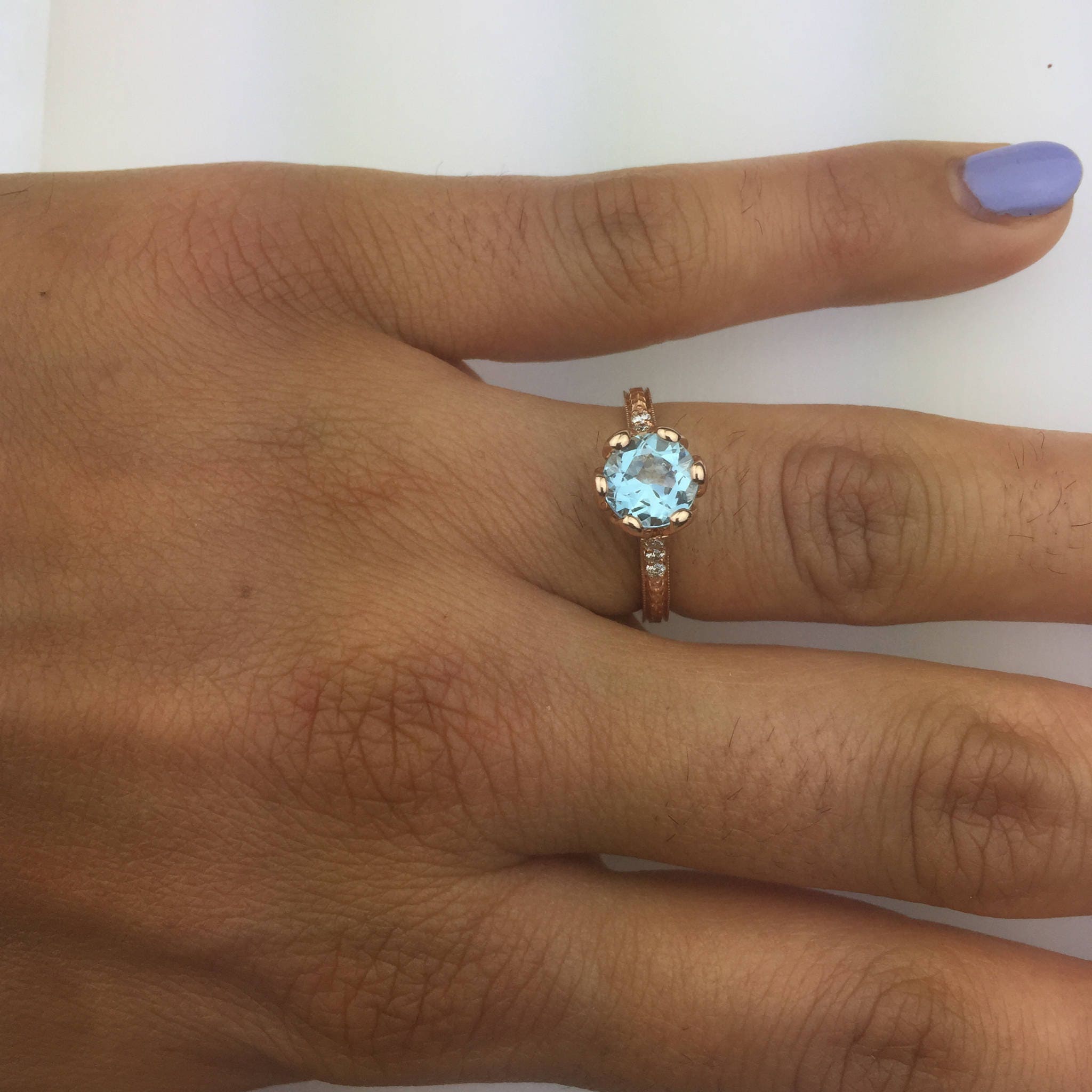 Vintage / Antique Style Tulip Petal Setting Natural Light Blue | Etsy