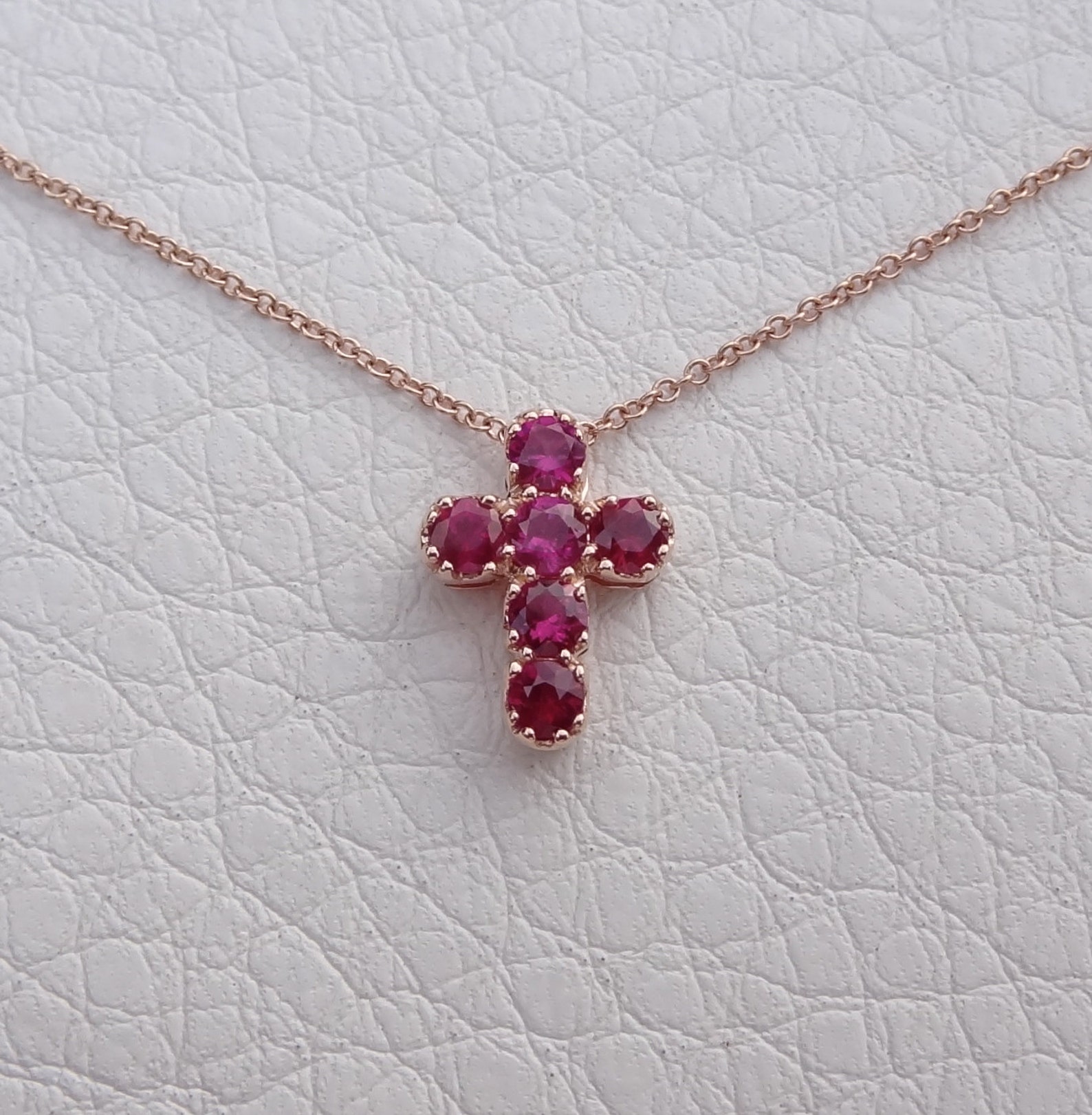 Fine Rubies Cross Pendant 18k Rose Gold - Etsy