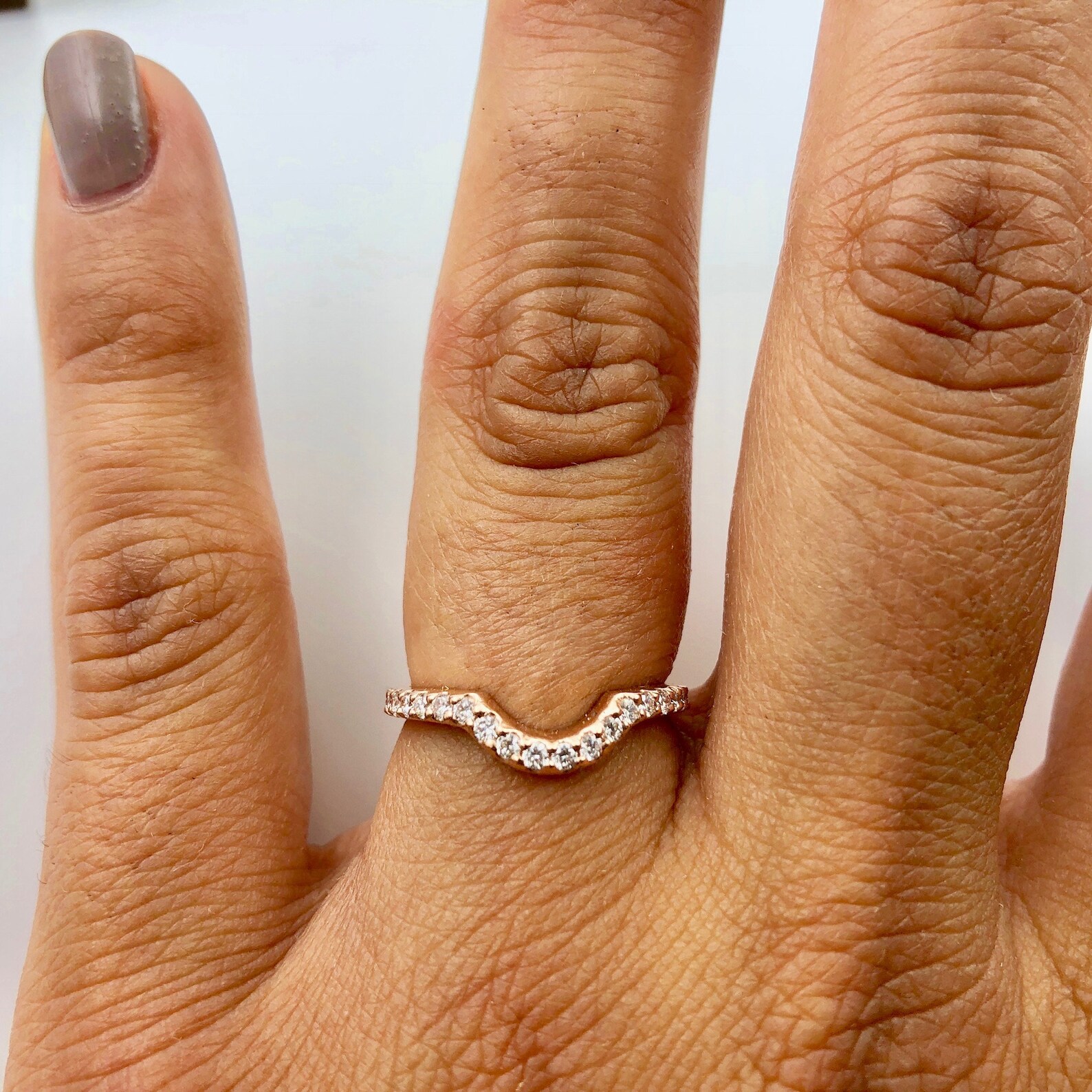 Curved Diamond Wedding Band Contour Diamond Ring Matching - Etsy