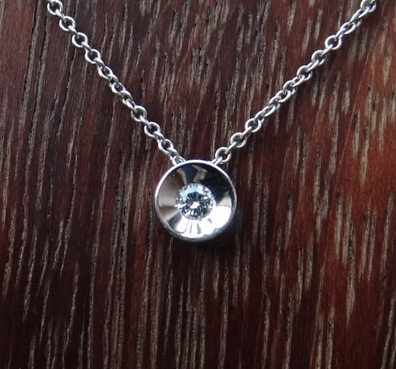 Single Diamond Necklace Petite Pendant Bezel Set Solitaire | Etsy