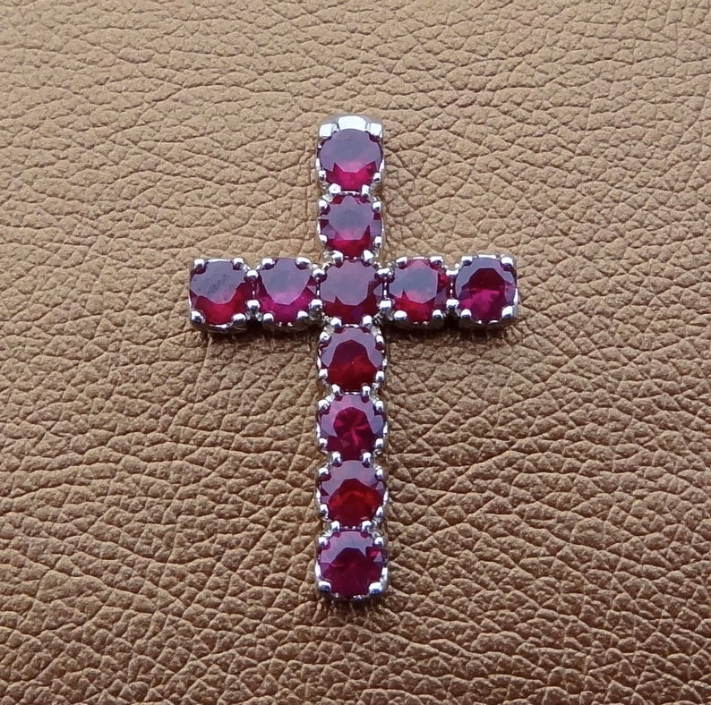 Fine Natural Rubies Cross Pendant July Birthstone 18k White Gold - Etsy